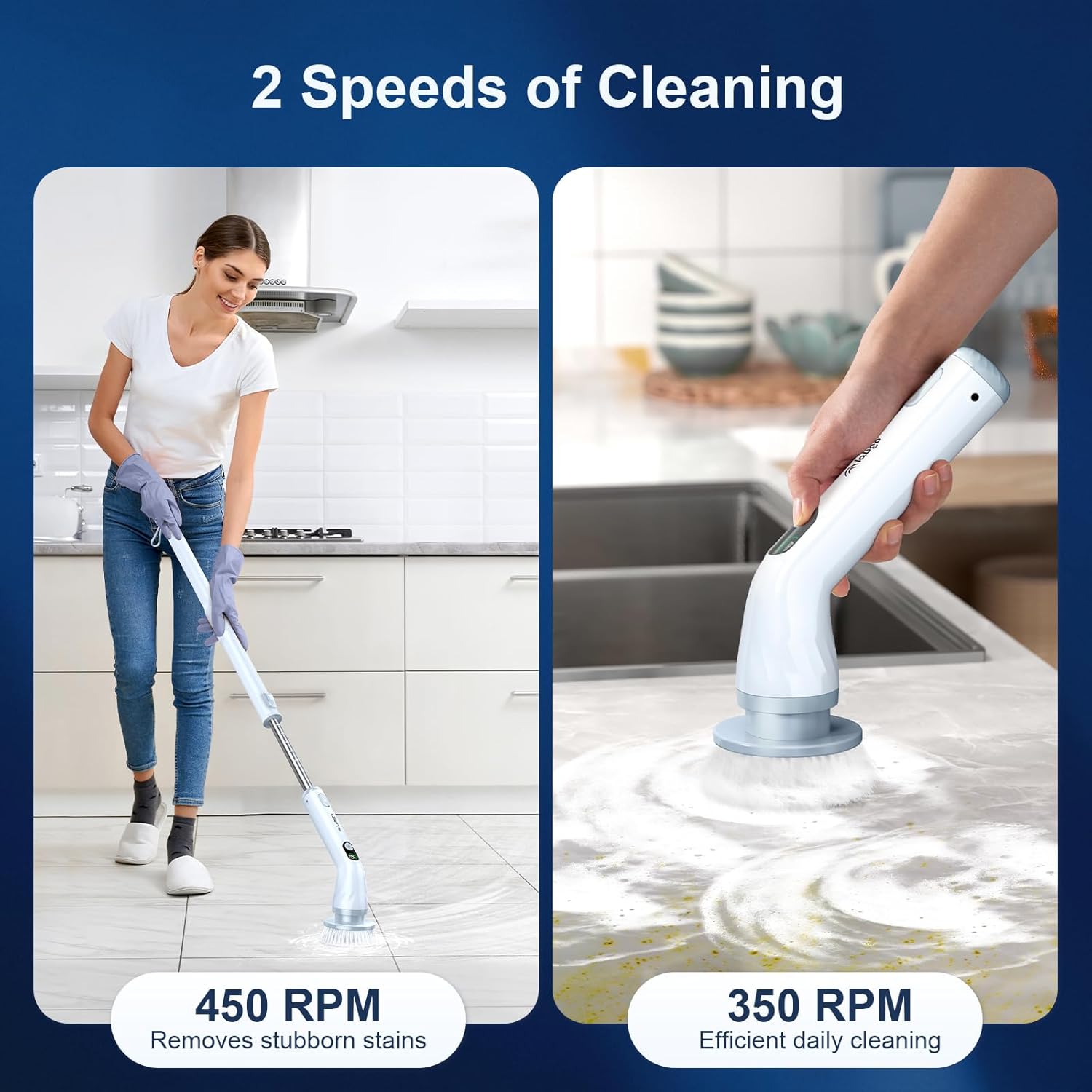LABIGO Electric Spin Scrubber LA4 Pro, Dual Speed Bathroom Scrubber ...